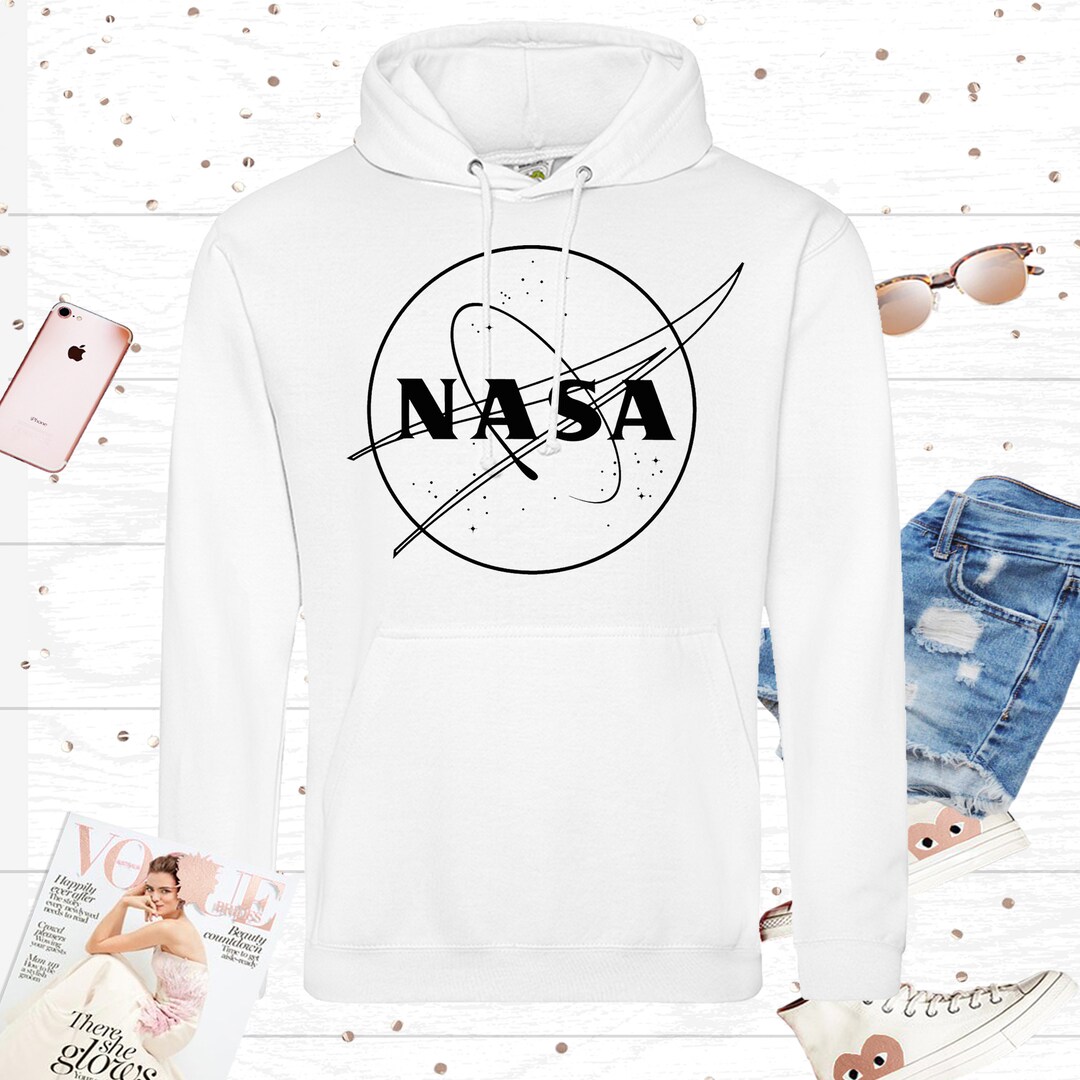 Womens NASA Hoodie Outline Logo Women's NASA Distressed - Etsy