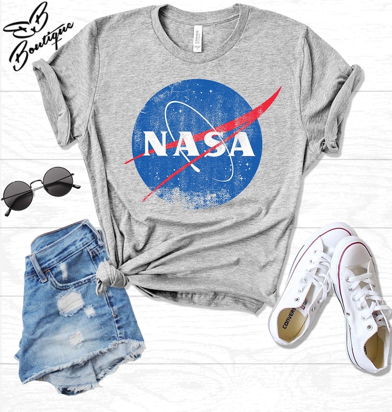 Womens NASA Logo T-Shirt in Black for Women Women's - Etsy Polska