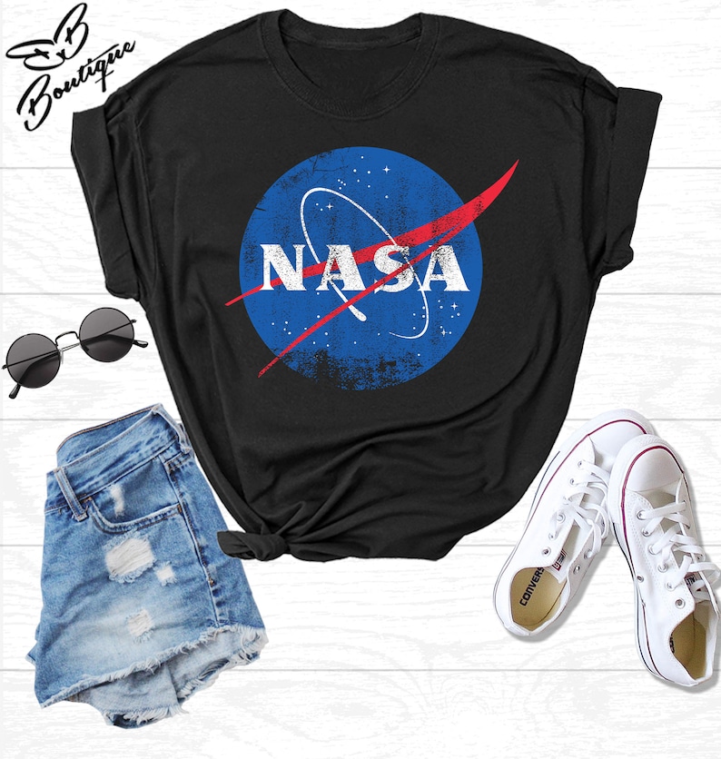Womens NASA Logo T-Shirt in Black for Women Women's - Etsy Polska