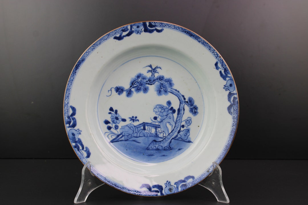 Antique Chinese Porcelain Blue & White Deep Plate. - Etsy