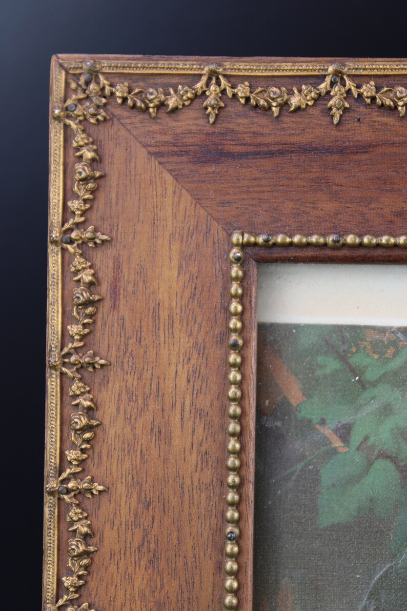 Antique Large Victorian Photo Frame With Bronze & Brass on Wood. - Etsy