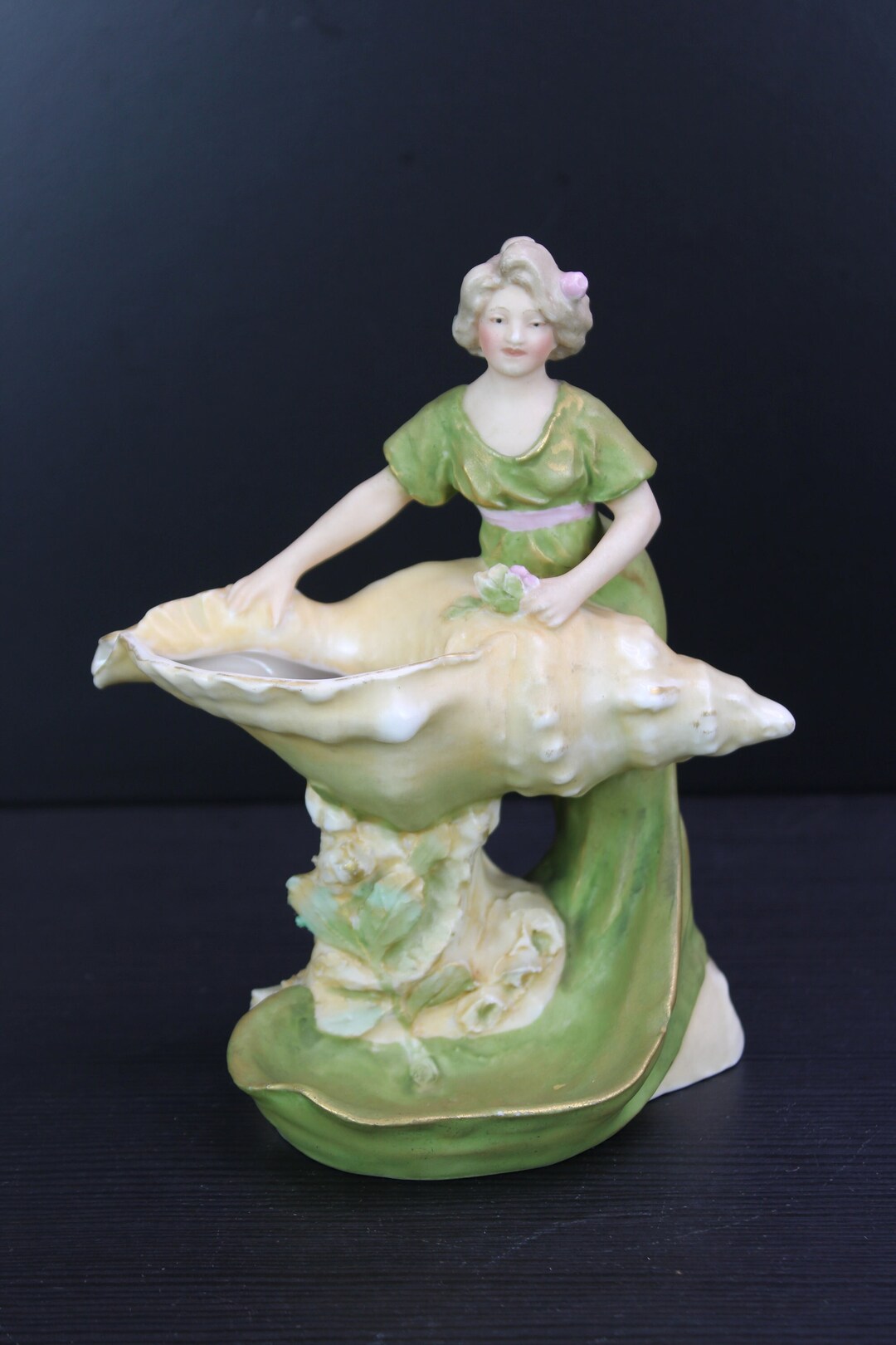 Art Nouveau Lady With Shell Figurine by Royal Dux. - Etsy