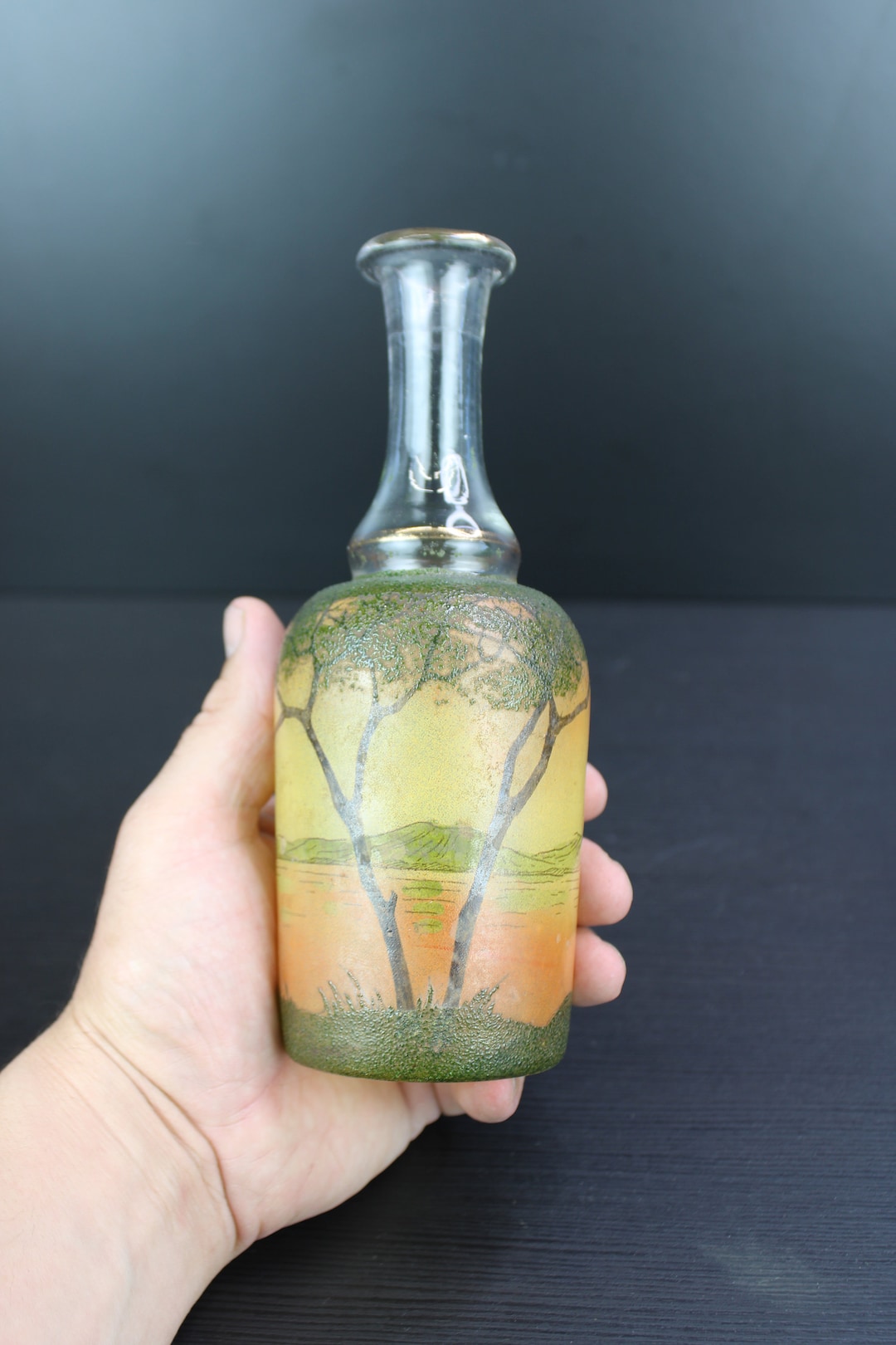 Jarra decantadora floral pintada con esmalte Art Nouveau de François ...