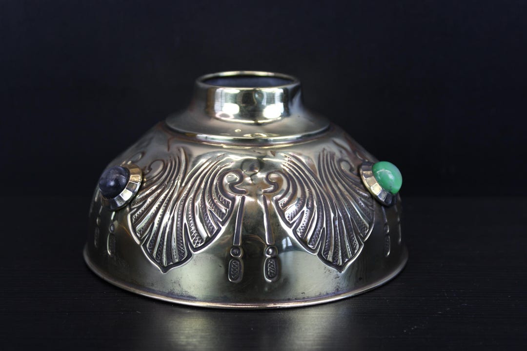 Arts & Crafts Brass Lamp Shade With Inlaid Colors. - Etsy