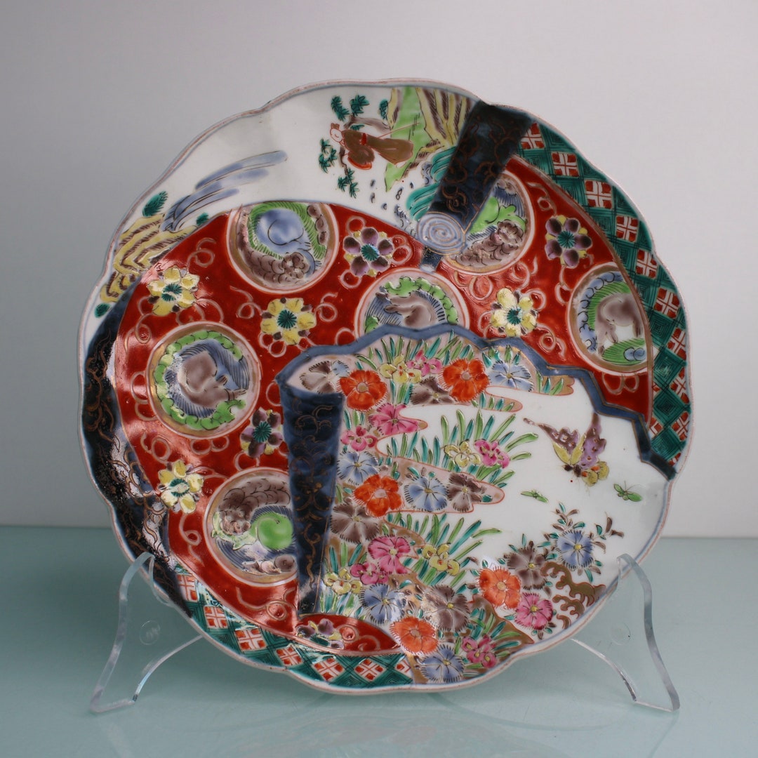 Antique Japanese Imari Hand Painted Fans and Flowers Dish 19th C - Etsy