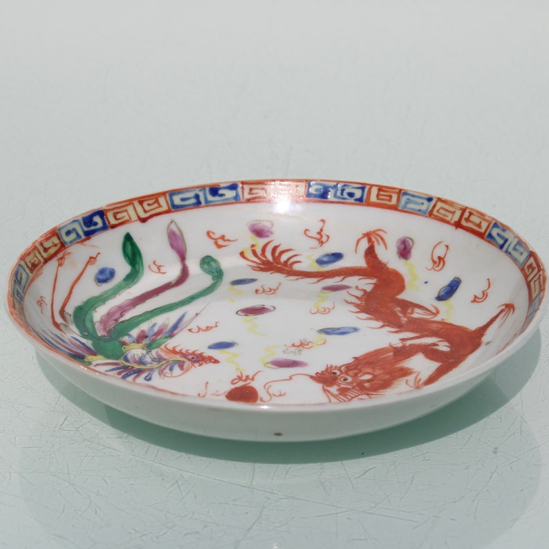 Antique Porcelain Chinese Dragon Phoenix Porcelain Dish. - Etsy