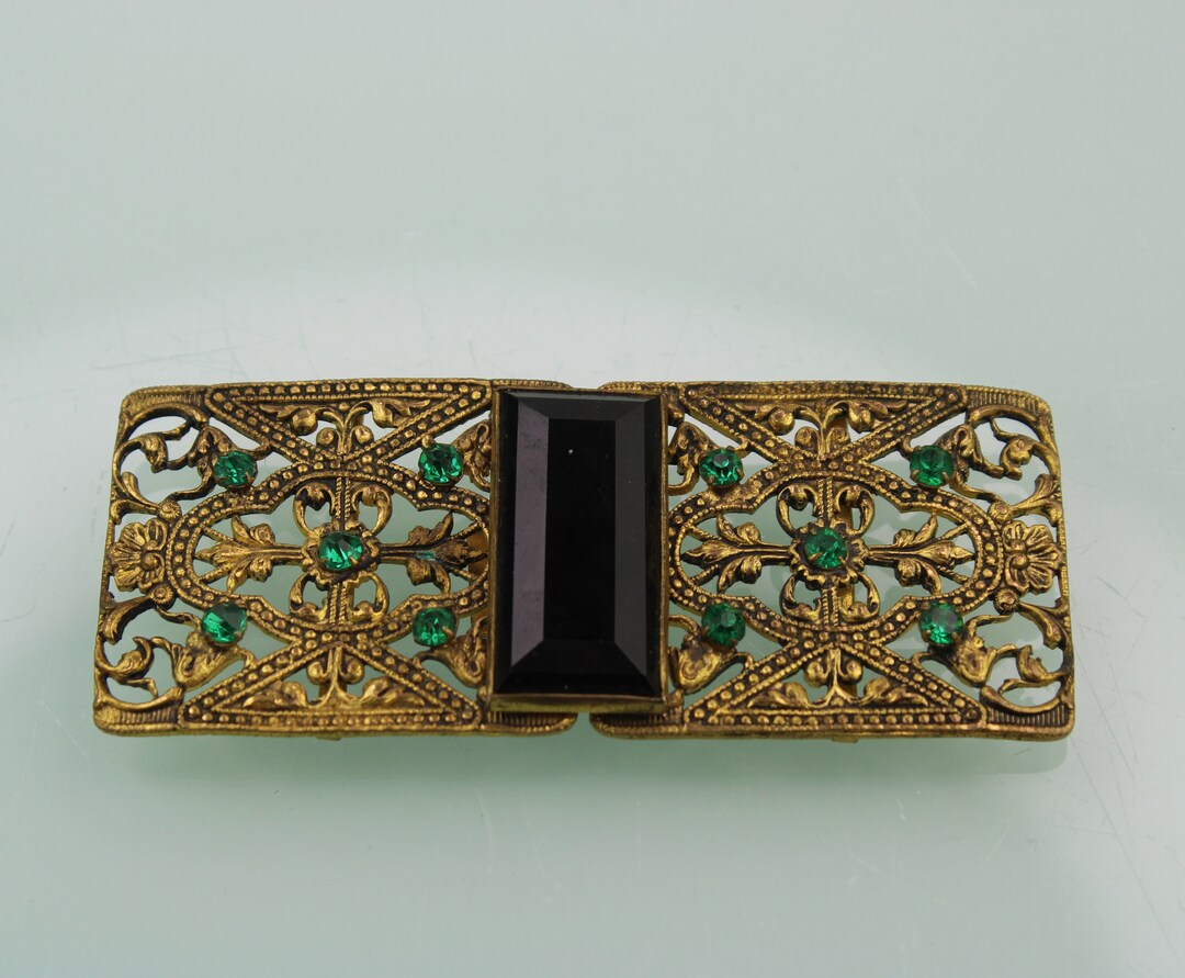 Antique Victorian Belt Buckle With Stone Inlay. - Etsy