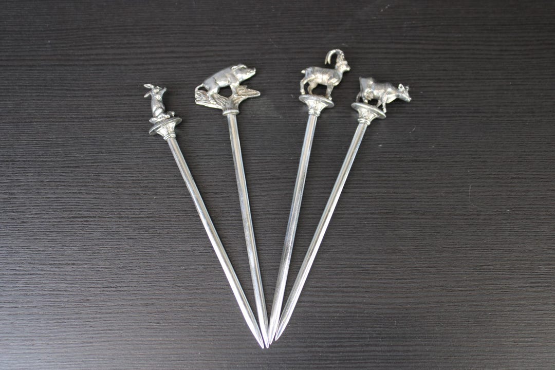 Art Nouveau Silver Plated Set of Four Animal Meat Skewers by WMF. - Etsy