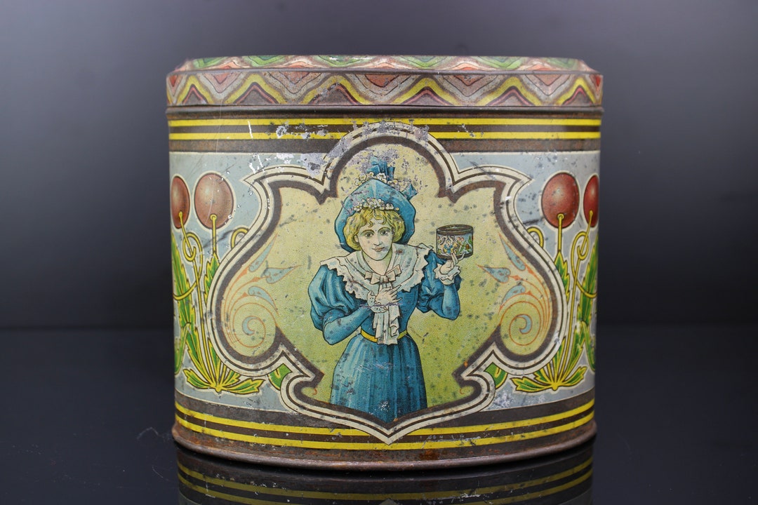 Antique Litho Floral Jam Tin With Lady and Fruit. - Etsy