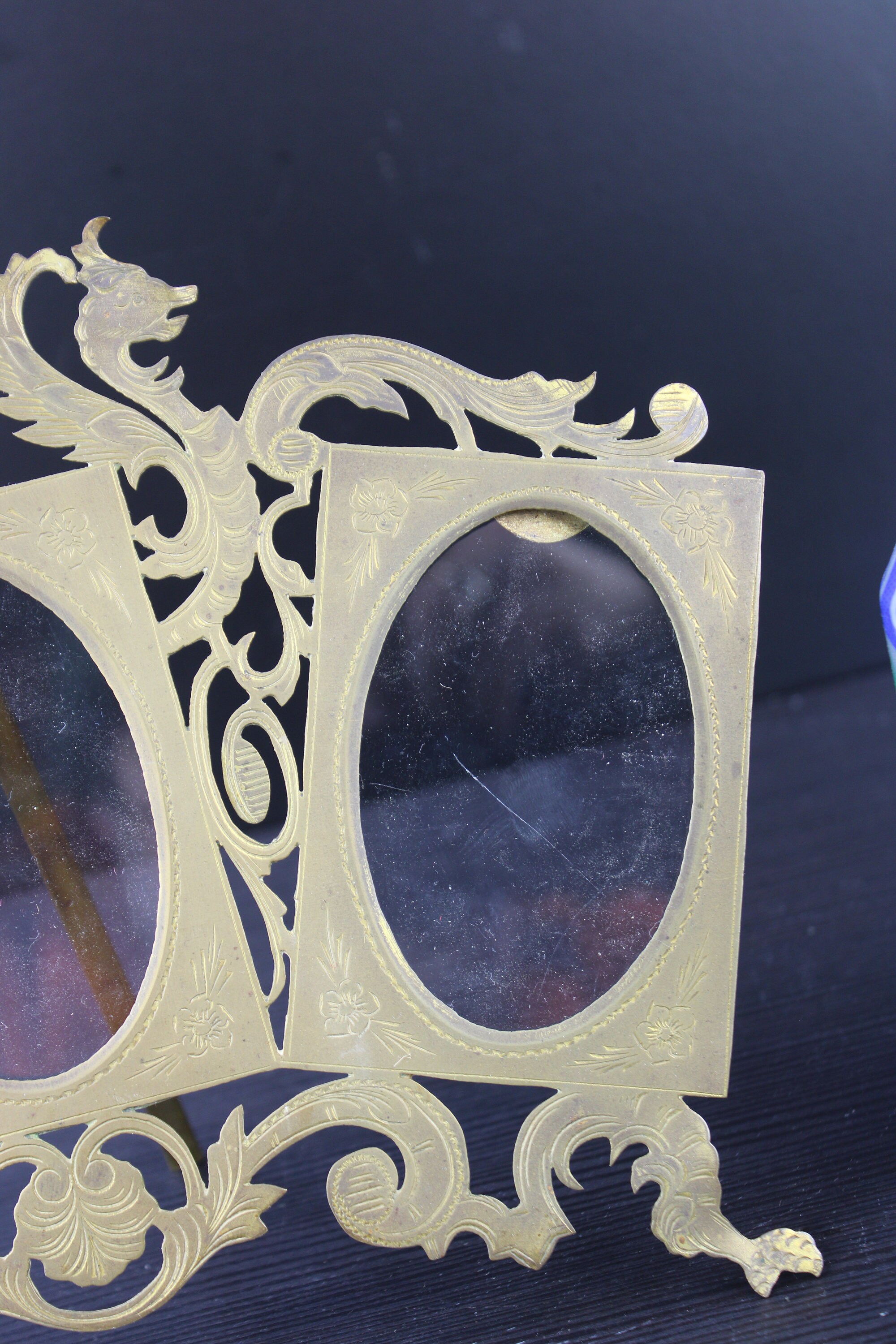 Antique Victorian Engraved Brass Three Way Photo Picture Frame. - Etsy