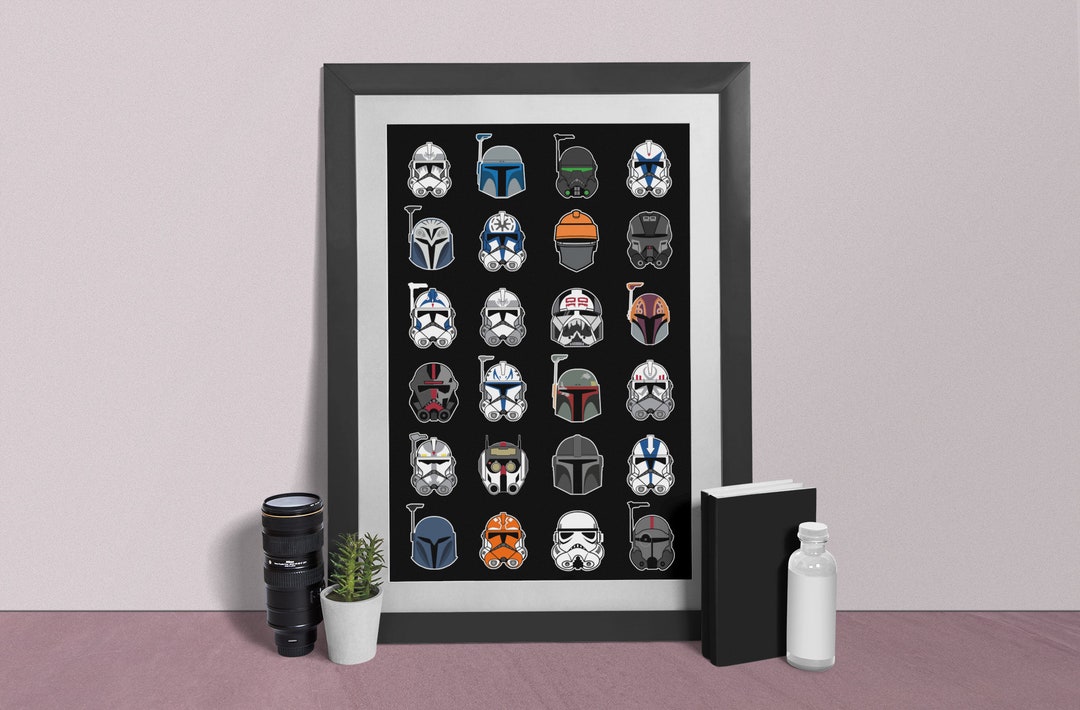 Star Wars Helmets Poster Star Wars Art Prints Mandalorian - Etsy