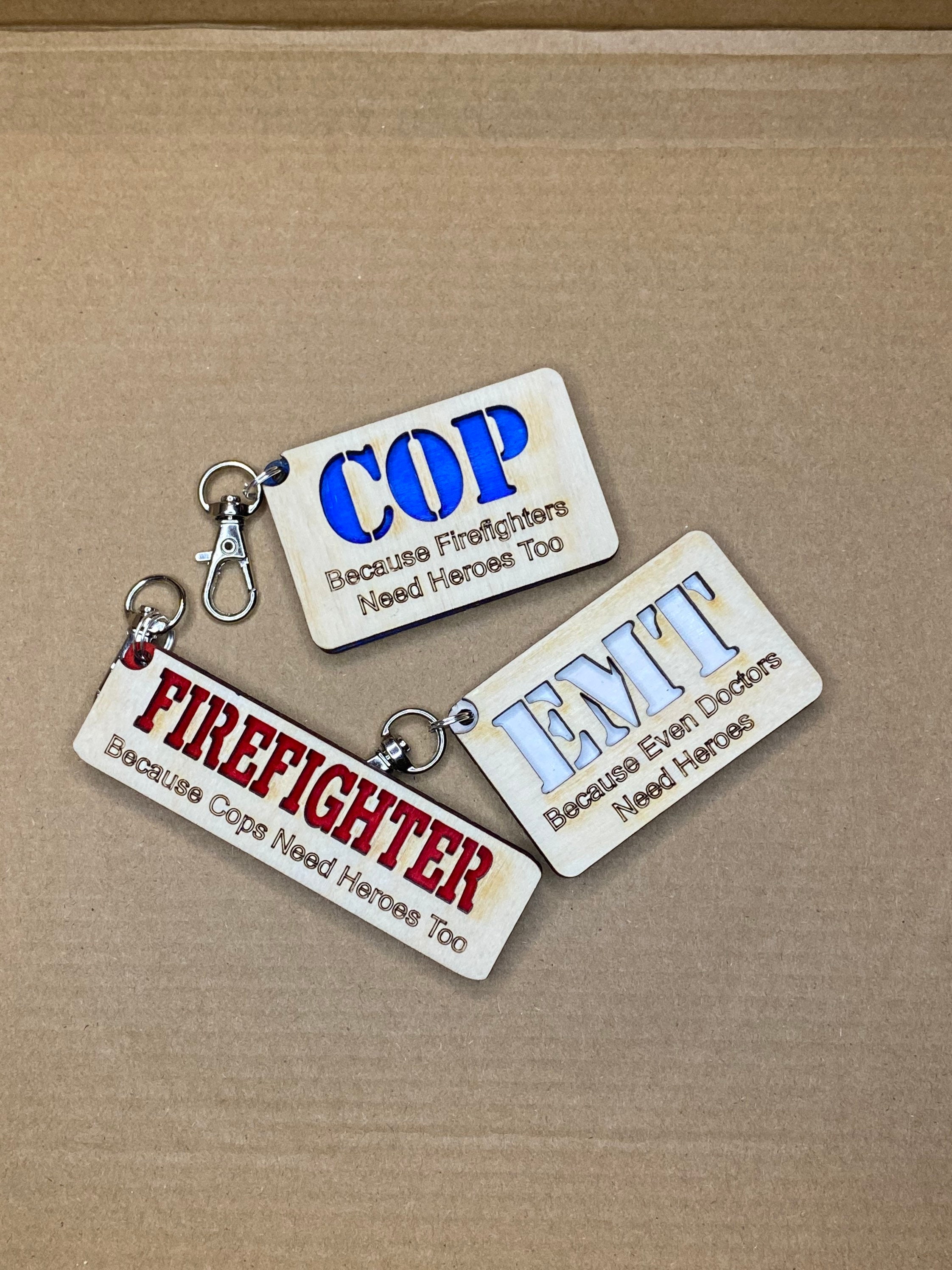 First Responder Law Enforcement Wood Keychain Police EMS - Etsy