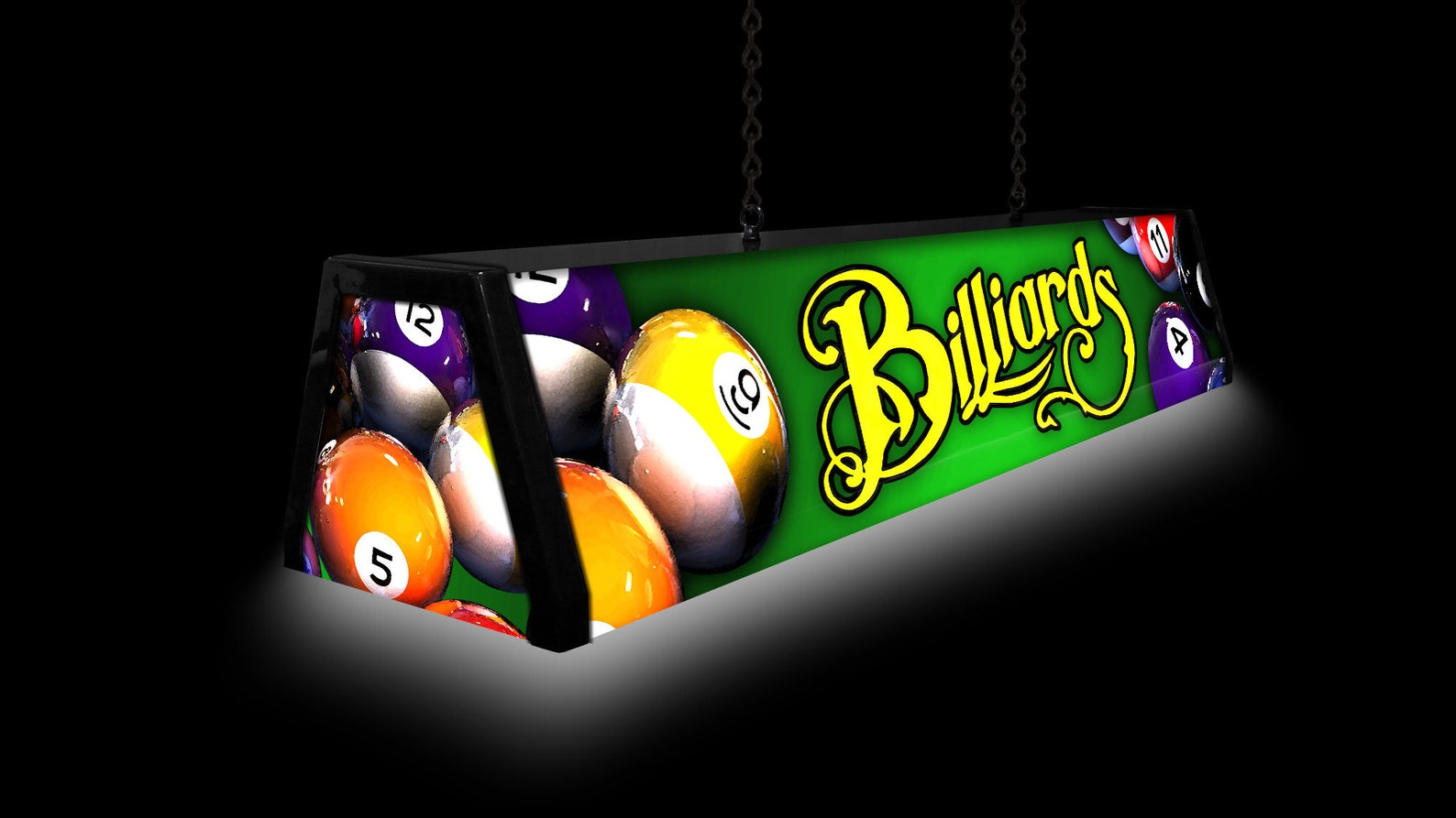 44" Pool Billiard Table Light, GREEN BILLIARDS, Back Lit Game Table ...