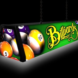 44" Pool Billiard Table Light, GREEN BILLIARDS, Back Lit Game Table ...