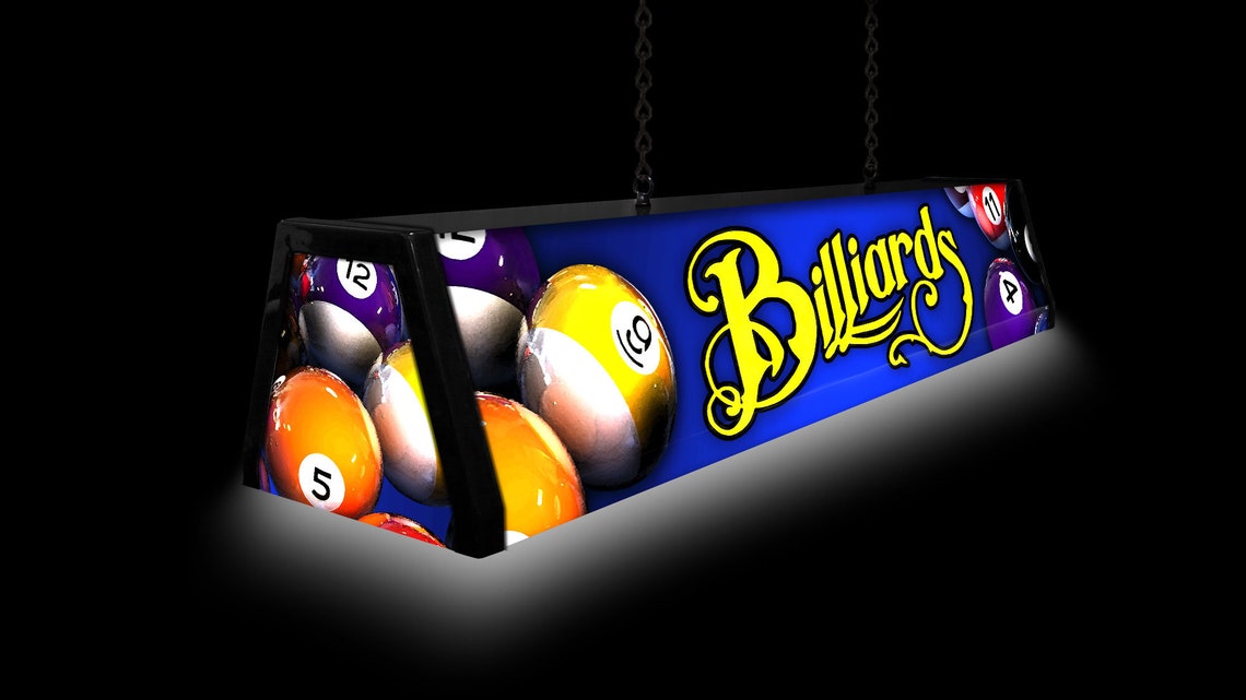 44" Pool Billiard Table Light, BLUE BILLIARDS, Back Lit Game Table ...