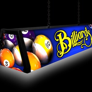 44" Pool Billiard Table Light, BLUE BILLIARDS, Back Lit Game Table ...