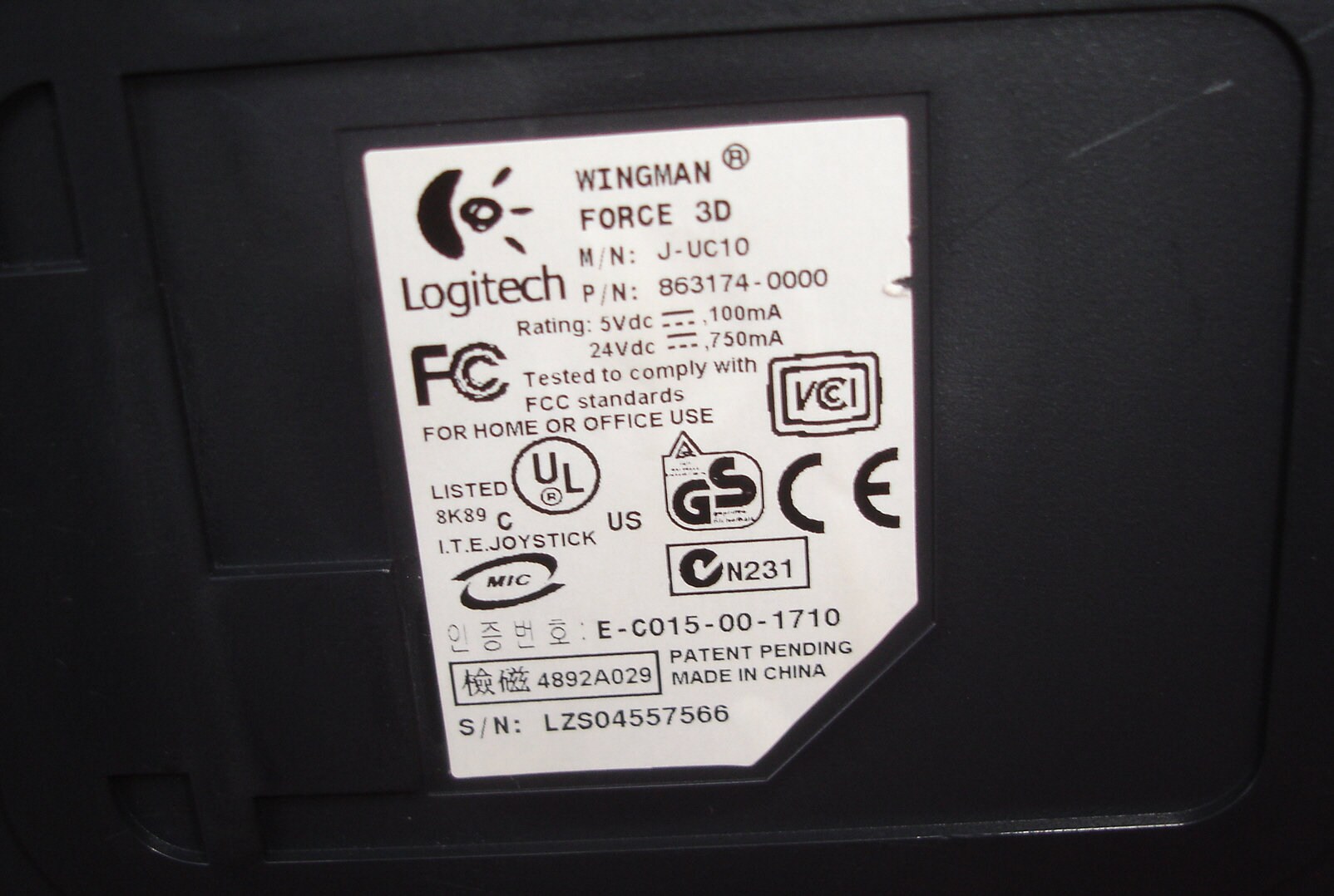 Logitech Wingman Force Feedback 3D Joystick Model J-UC10 Tested and ...