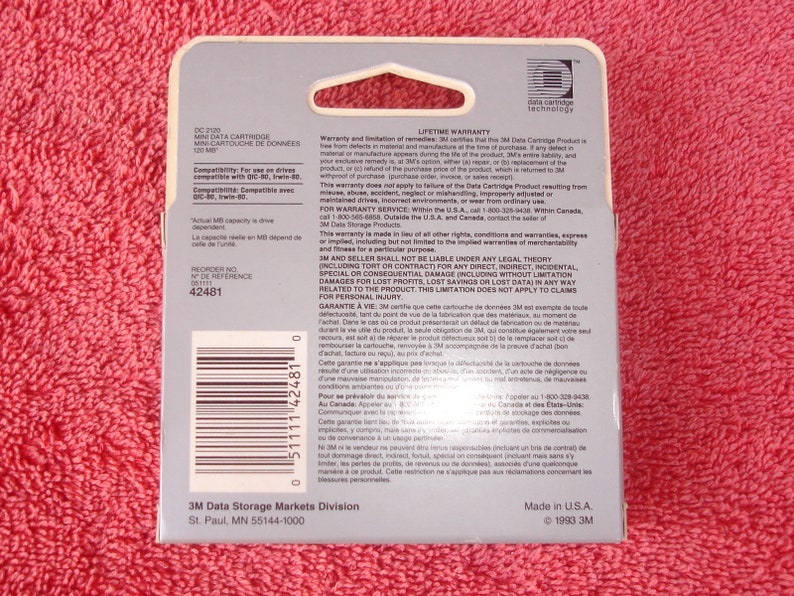 3M Mini Data Cartridge 120MB DC2120 - Etsy
