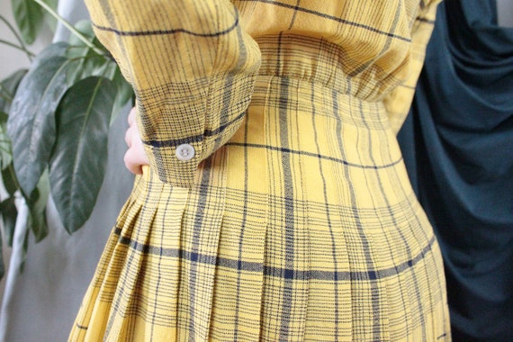 Yellow and Navy Checked Woolen Dress by Caroline Rohm… - Gem