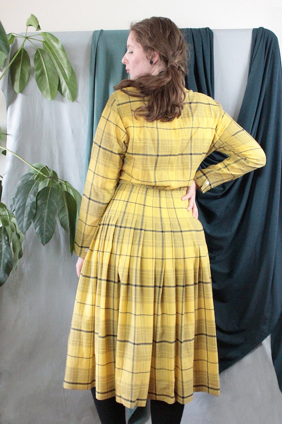 Yellow and Navy Checked Woolen Dress by Caroline Rohm… - Gem