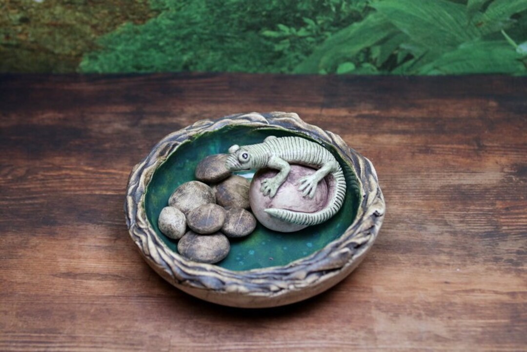 Insect Bath With Lizard Ceramic Bird Bath Flower Bed Plug Garden ...