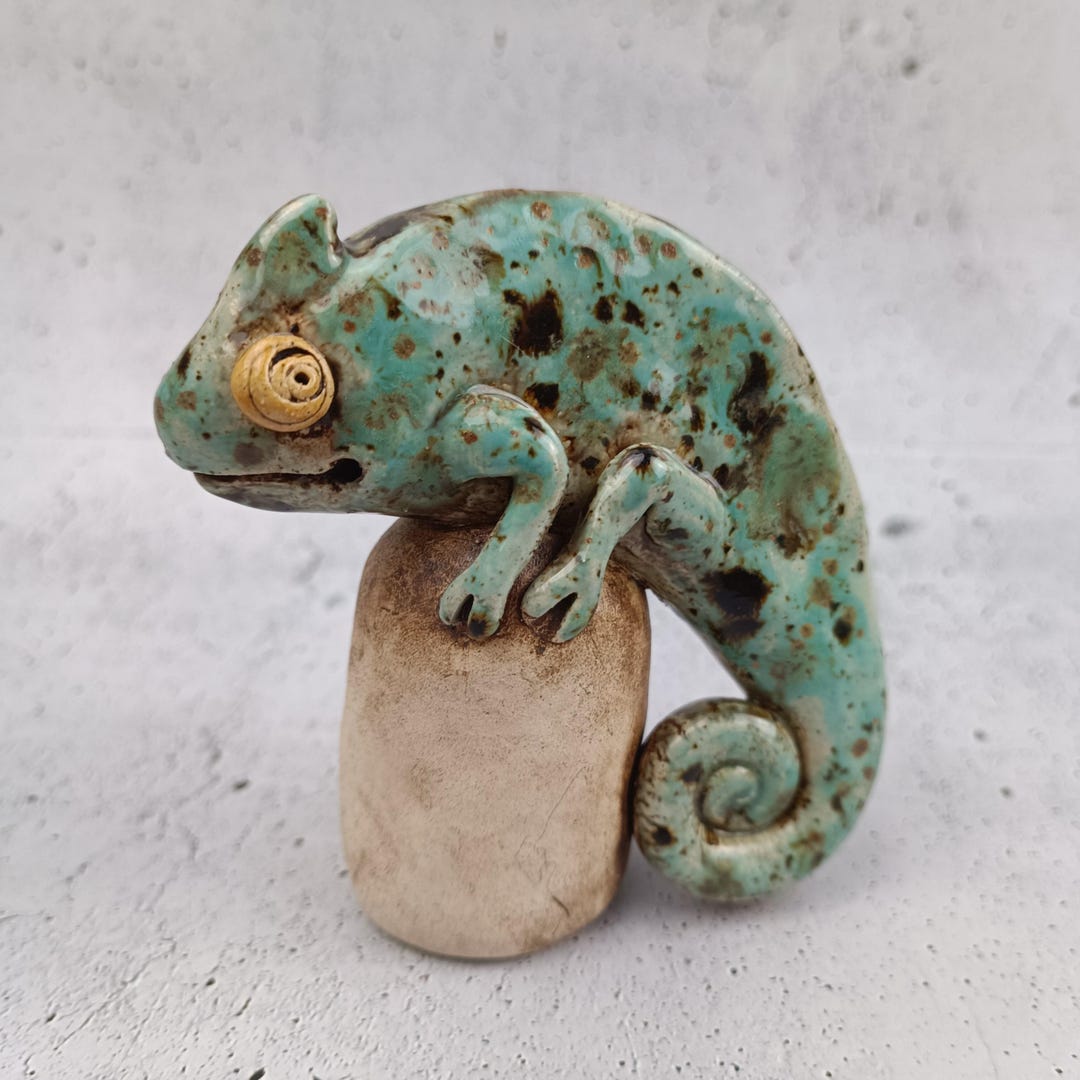 Ceramic Chameleon Flower Pot Plug Garden Ceramics Ceramic Gift Unique ...