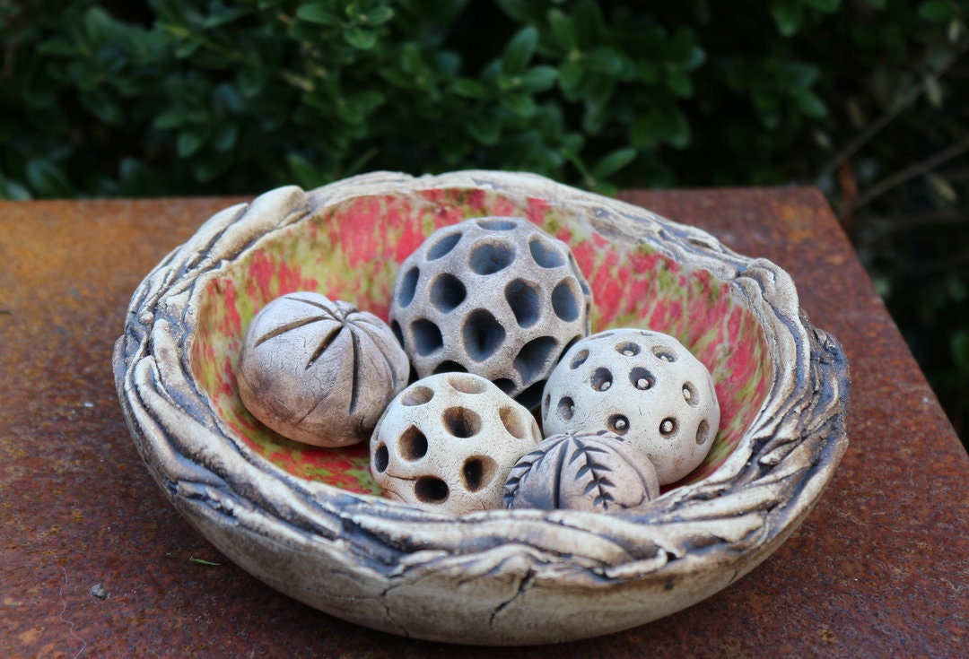 Insect Potion Ø 16.5 Cm Ceramic Bird Bath Green Red With Decorative ...