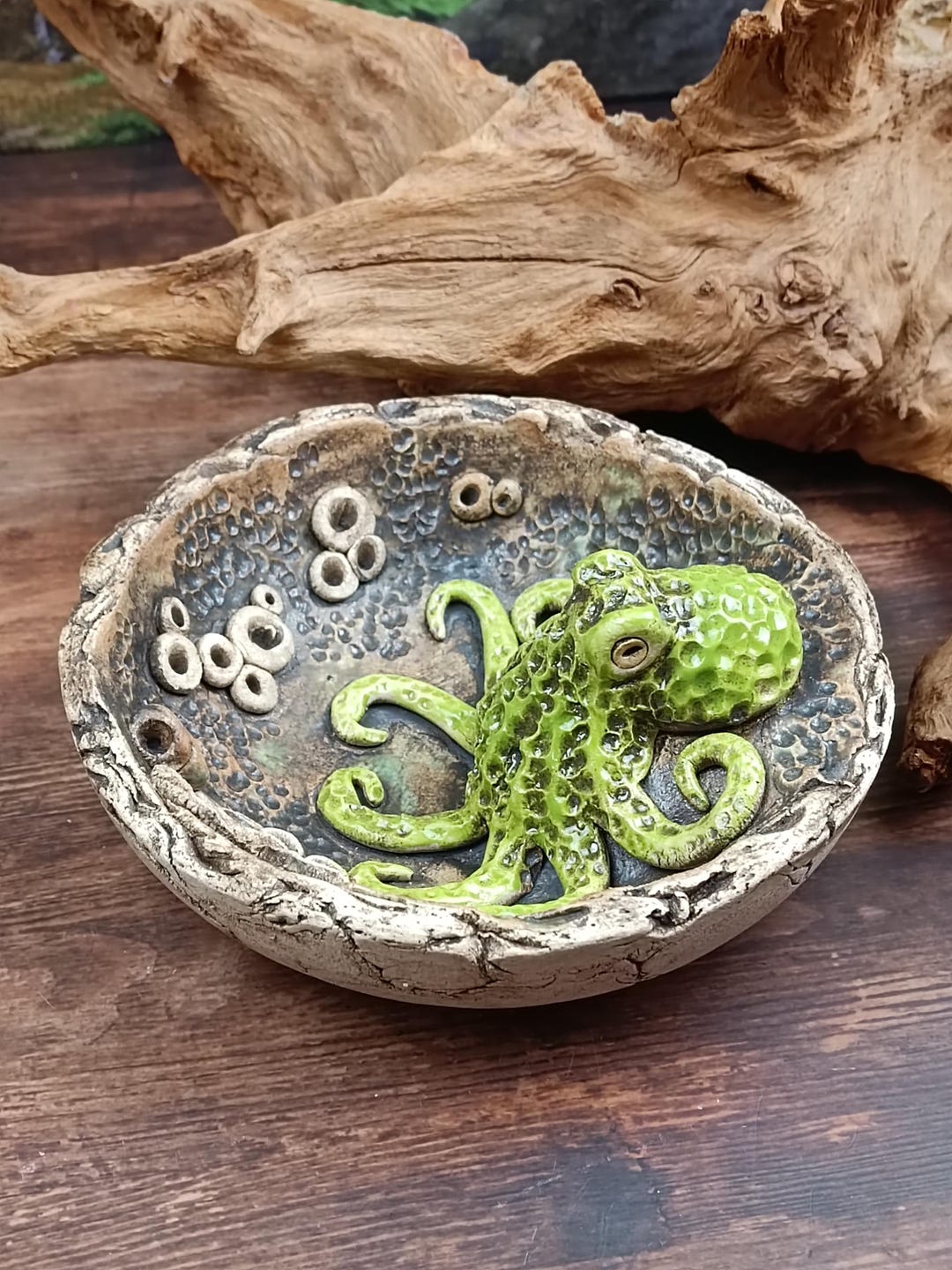 Ceramic Insect Waterer 16.5 Cm With Octopus, Bird Bath, Squid, Garden ...