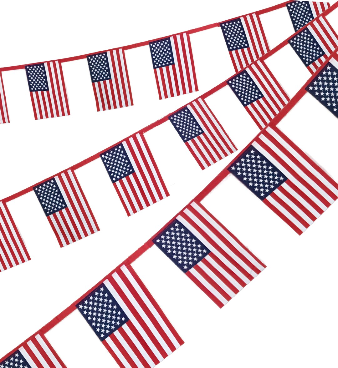 20FT 4th of July Large American Flag Garland USA Red White Blue ...