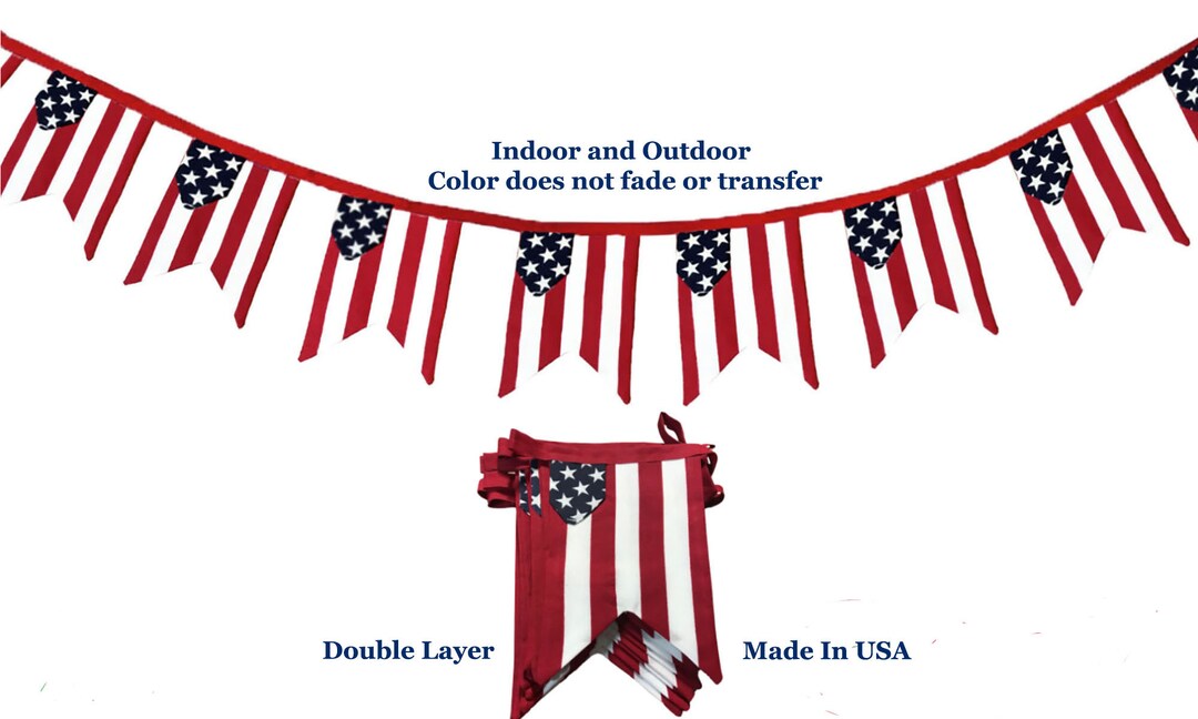 American Flag Banner Fishtail Pennant Flag Bunting USA Red - Etsy