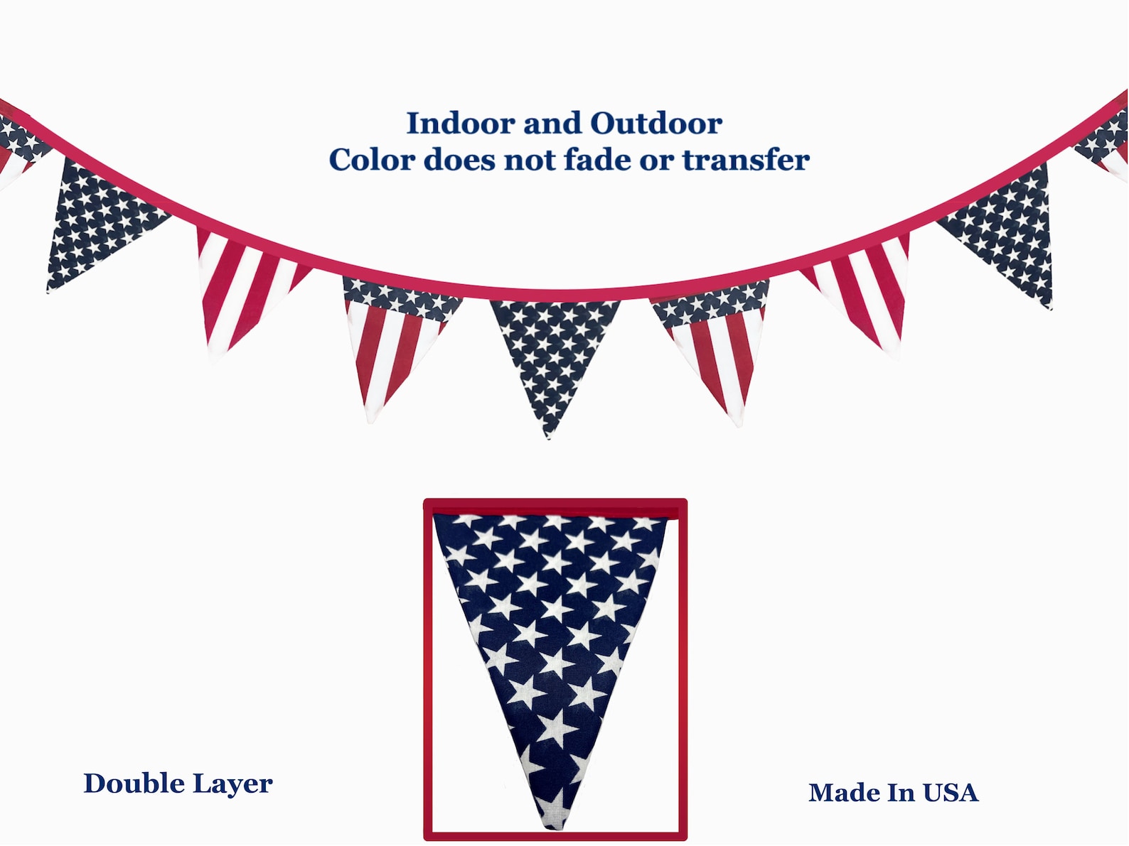 American Flag Bunting: Double Sided Patriotic Pennant Banner ...
