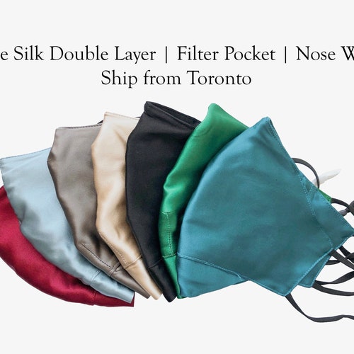 Triple Layer Silk Face Mask With Insert Pocket Forest - Etsy