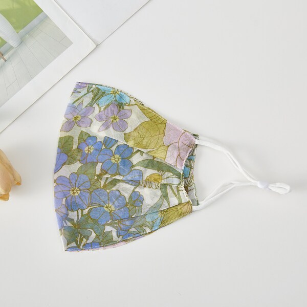 Blue Floral Face Mask - Etsy