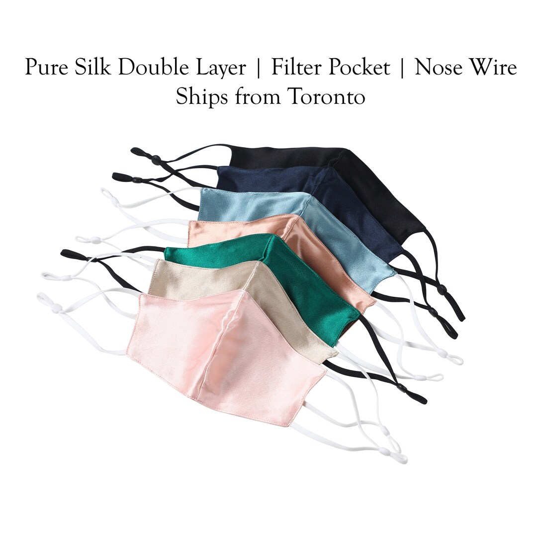 Kids Double Layer Silk Face Mask With Insert Pocket, PM 2.5 Filter and ...