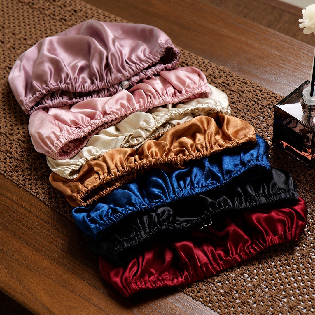 Pure Mulberry Silk Hair Bonnet | Single Layer With Adjustable Elastic ...