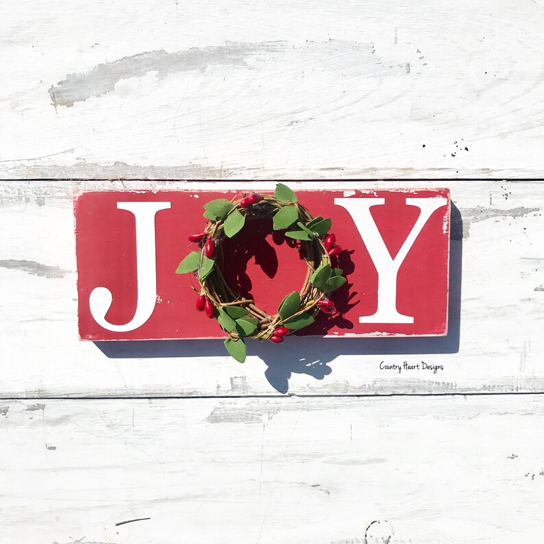 Joy With Wreath Mini Sign - Etsy