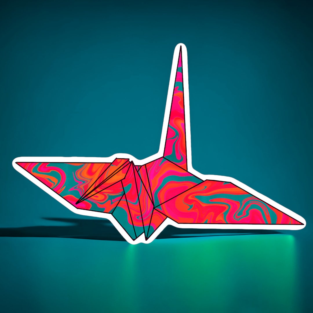 Origami Crane Sticker for Laptop, Origami Stickers, Cute Stickers for ...
