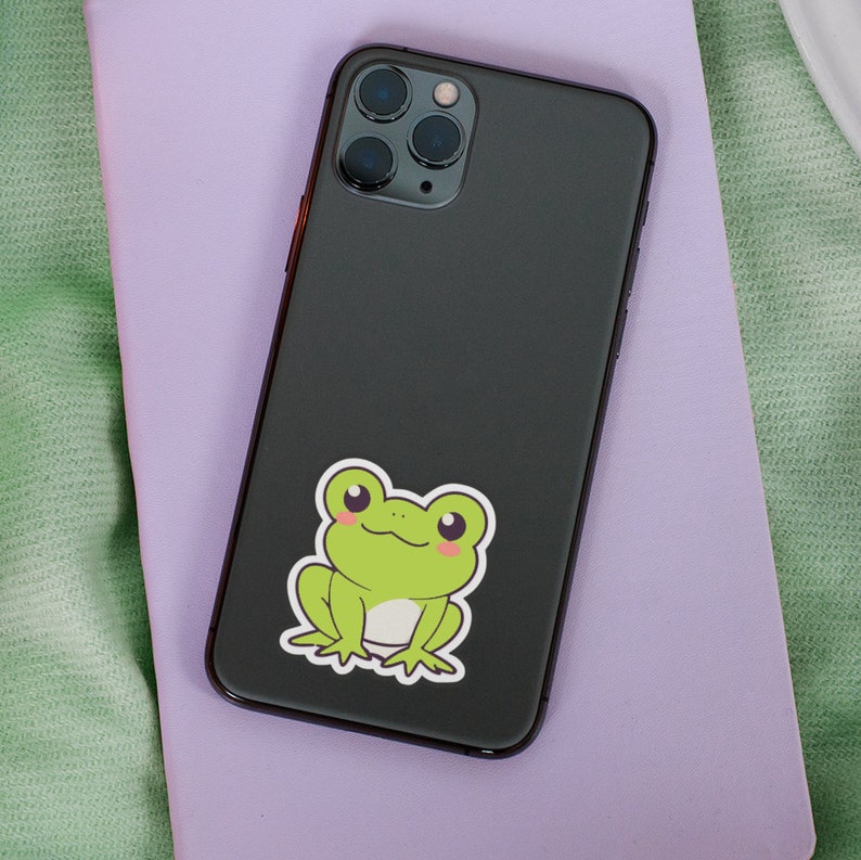 Kawaii Frog Sticker, Cute Frog Gifts, Frogcore, Laptop Sticker Funny ...