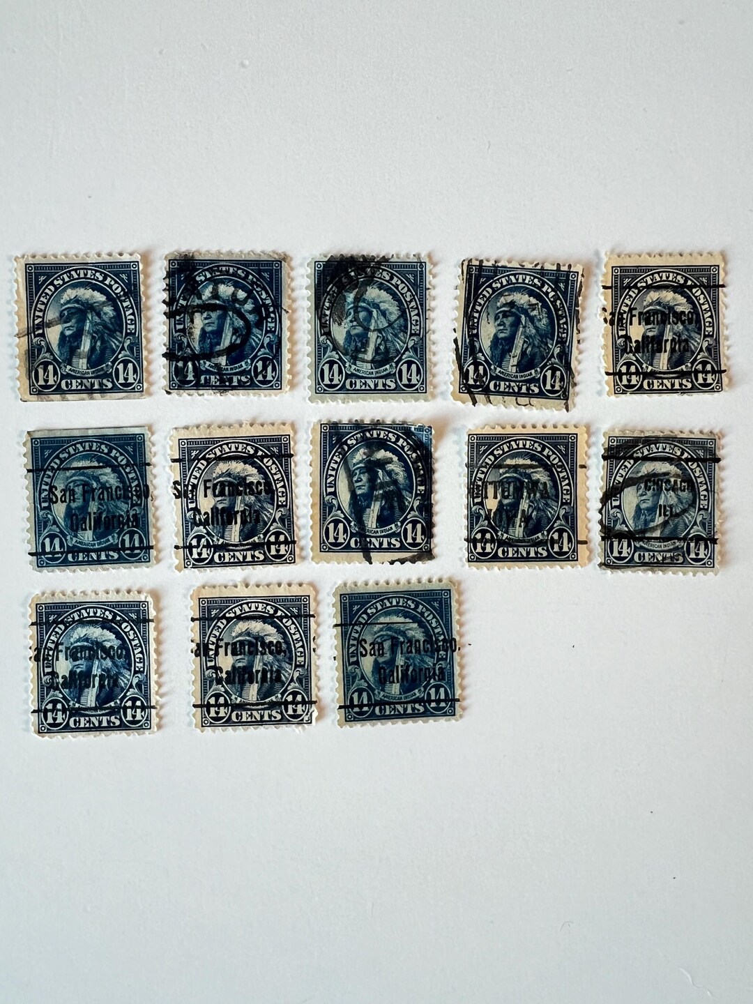 1925 14 Cents Dark Blue Native American Stamp Lot - Etsy