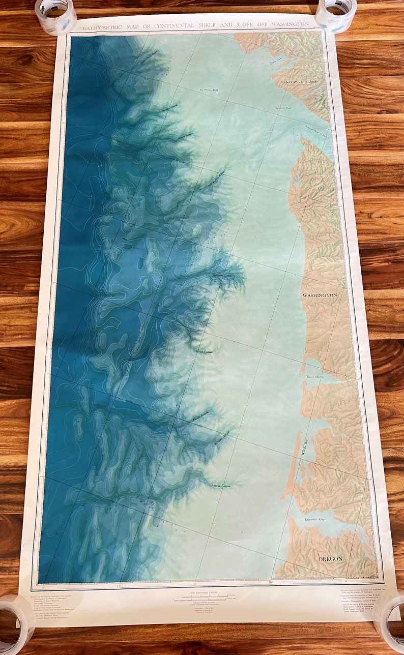 Vintage Bathymetric Map of Continental Shelf and Slope off Coast of ...