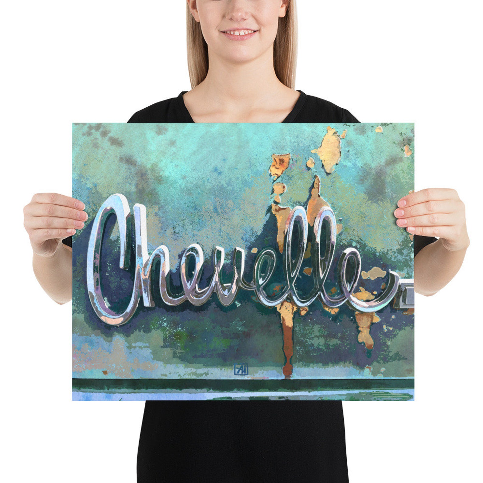 Chevy Chevelle Logo Art Print Rusted Retro Green Patina - Etsy