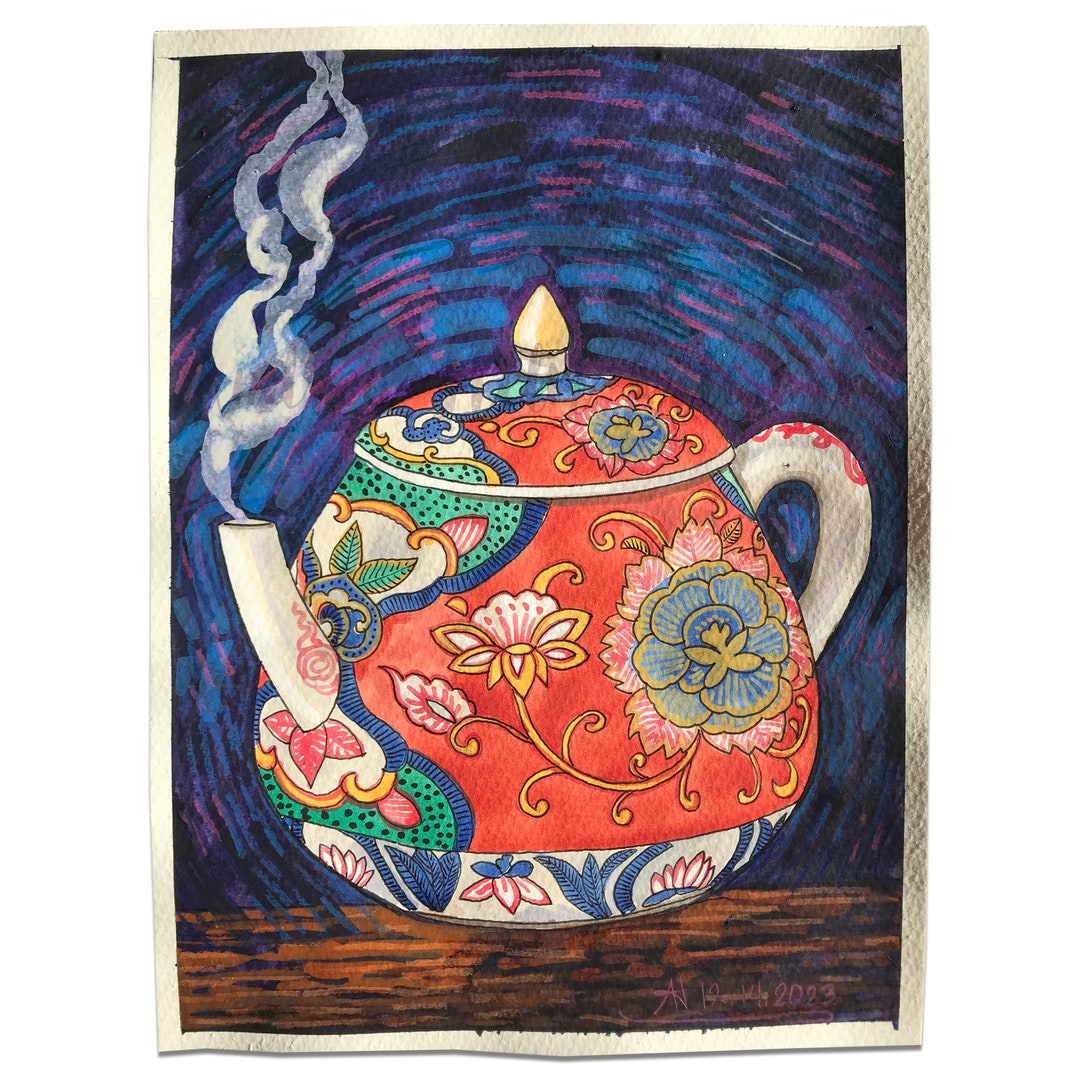 Antique Teapot Painting #18 | Colorful Japanese Porcelain Teapot ...