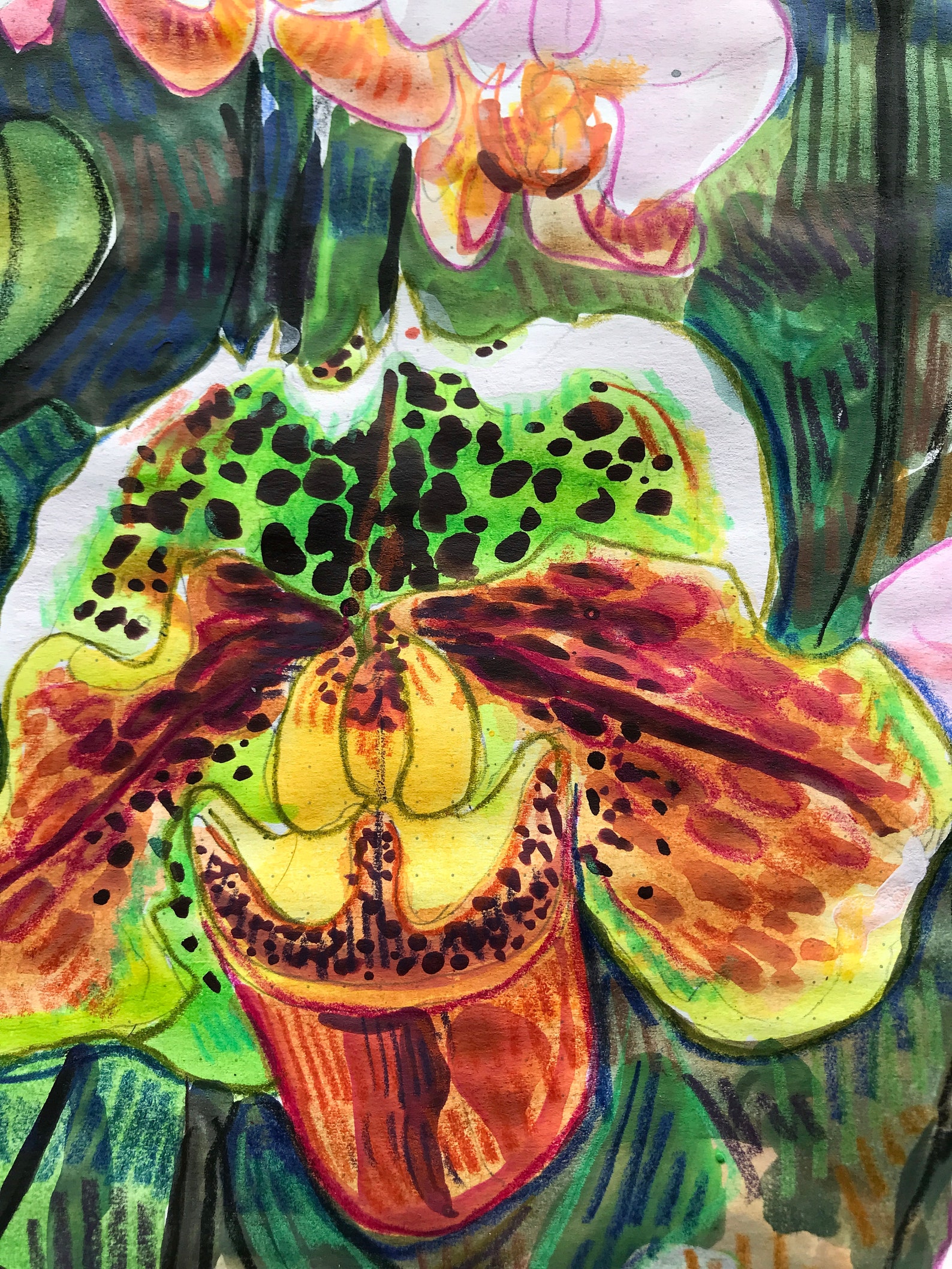 Rust and Pink Orchids Notebook Watercolor #7 - Floral Watercolor ...