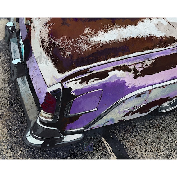 Patina Par Excellence Purple Rusted Ratrod Retro Car Art | Etsy
