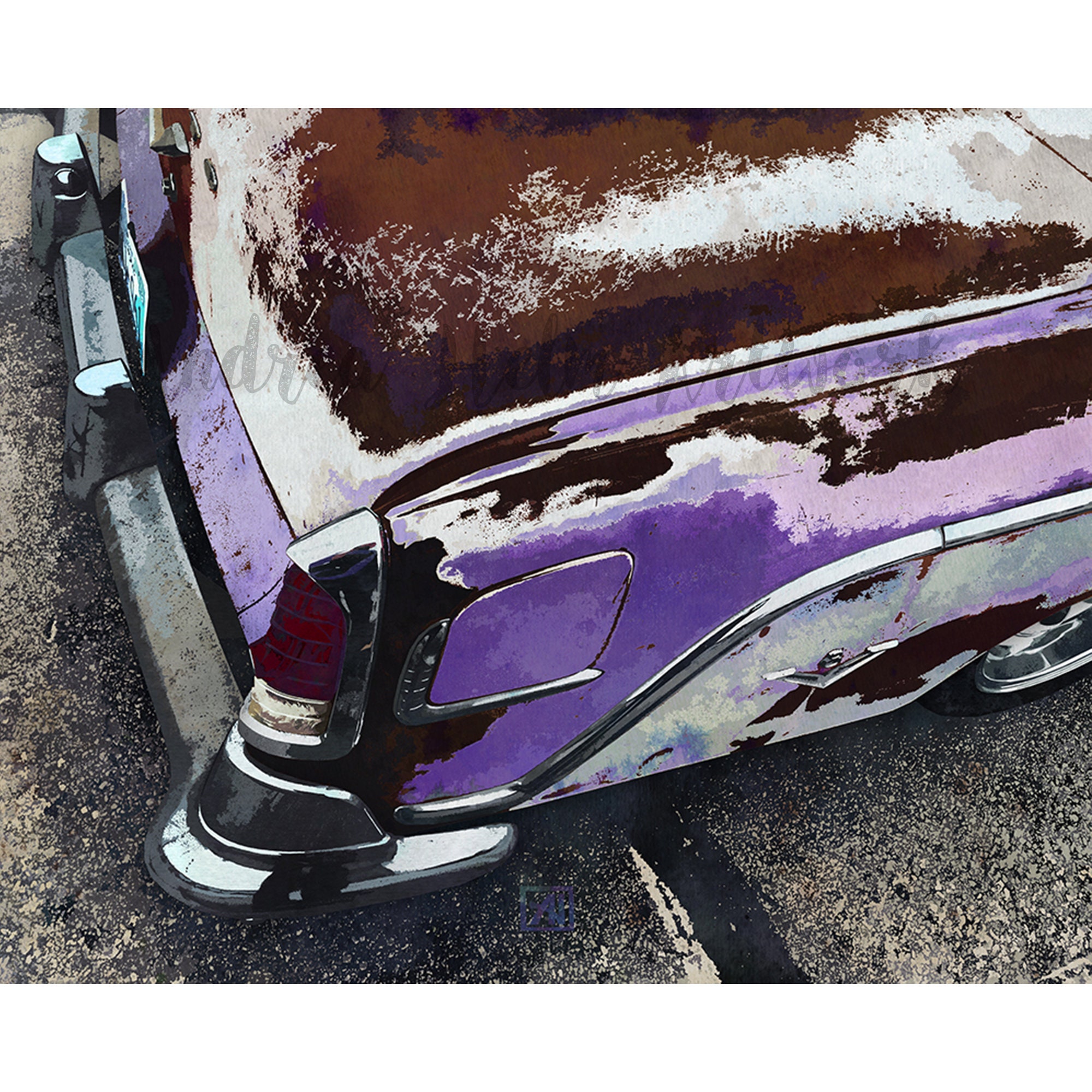 Patina Par Excellence Purple Rusted Ratrod Retro Car Art - Etsy