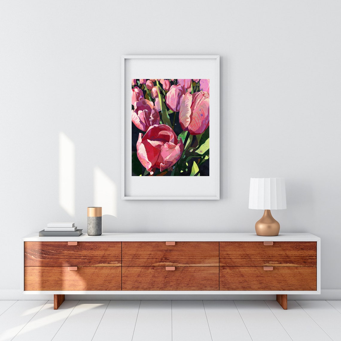 Tulip Flower Art Print 13 Traditional Pink Tulips | Etsy