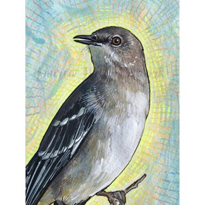 Northern Mockingbird Watercolor Painting 11x15 | Texas State Bird ...
