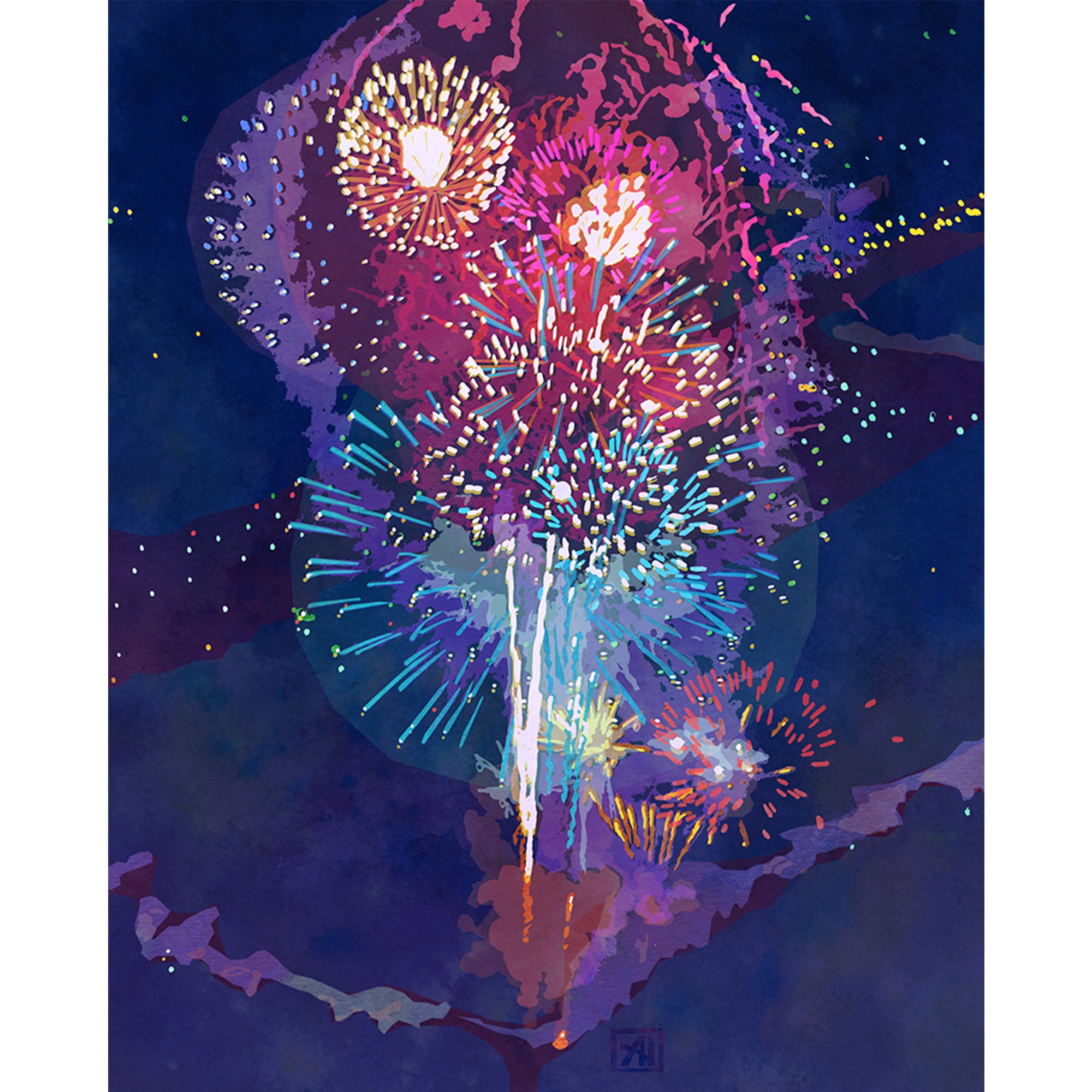 Fourth of July Fireworks Airplane Flyover View Independence Day ...