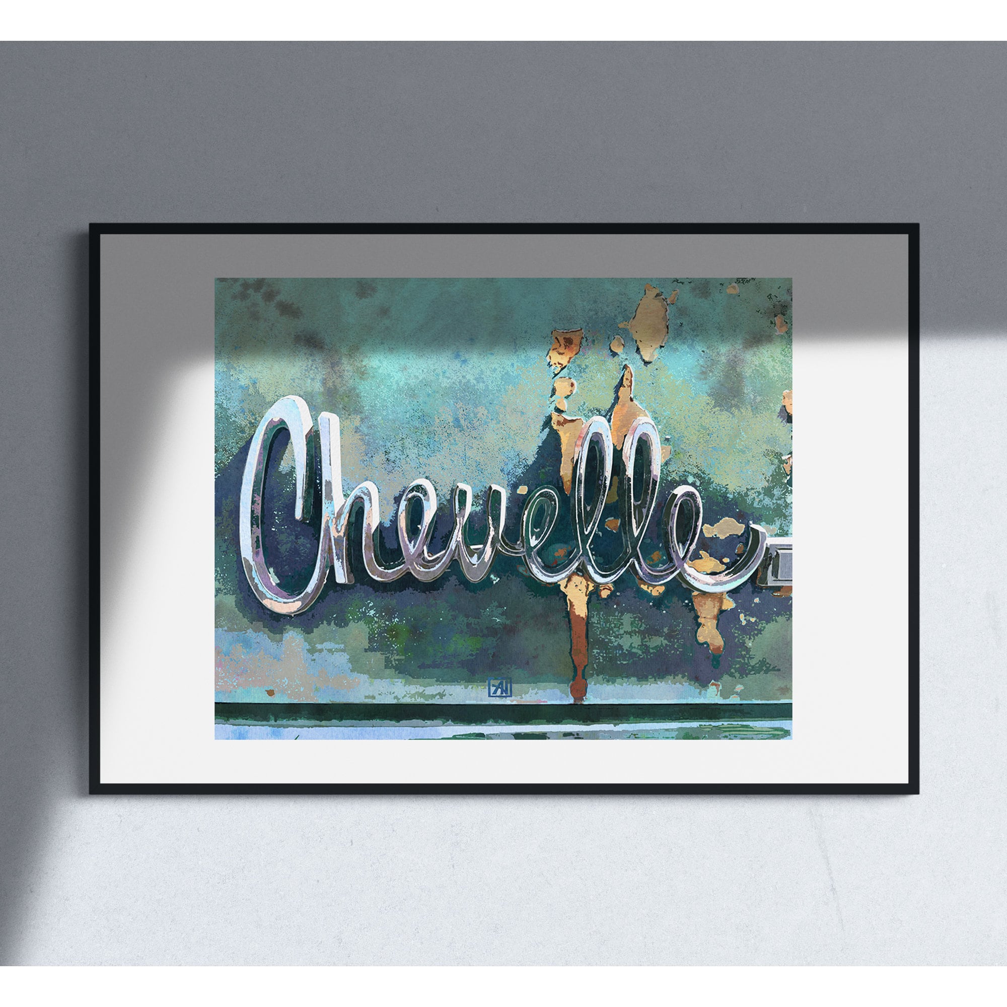 Chevy Chevelle Logo Art Print Rusted Retro Green Patina - Etsy