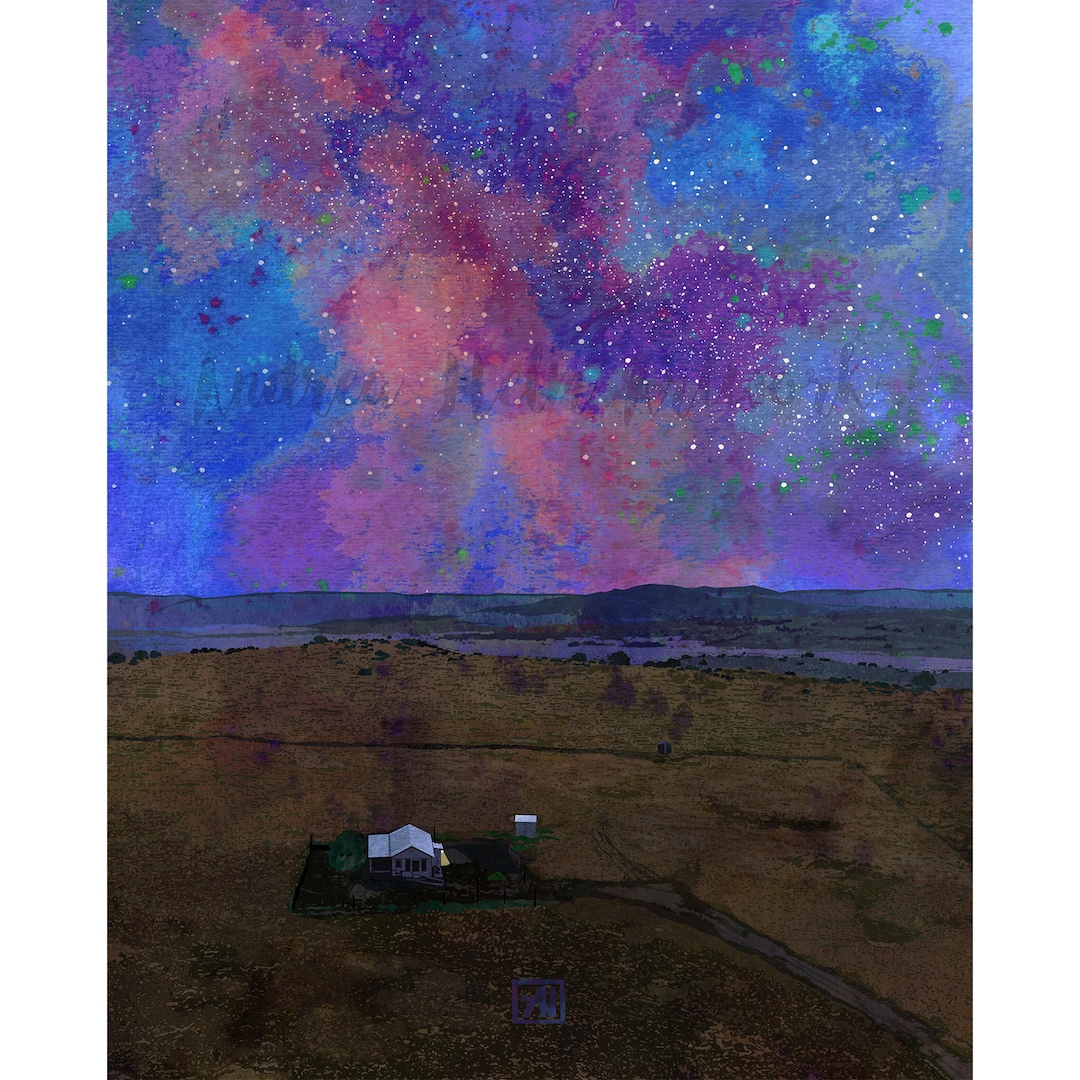 A Night at the Ranch Art Print | Texas Ranch Landscape | Milky Way ...